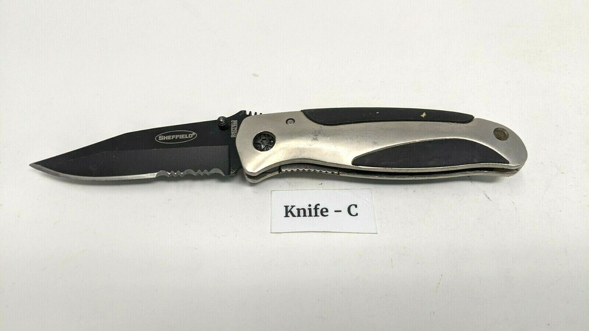 Sheffield Single Combo Edge Blade Folding Pocket Knife Liner Lock SS ...