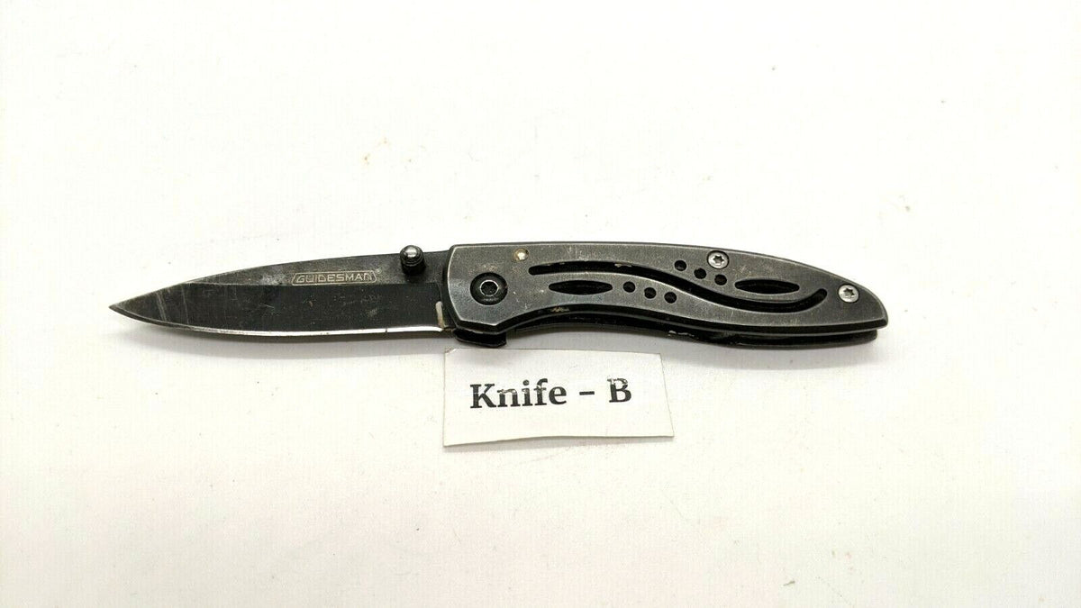 Guidesman Mini Skeleton Folding Pocket Knife Plain Edge Frame Black St ...