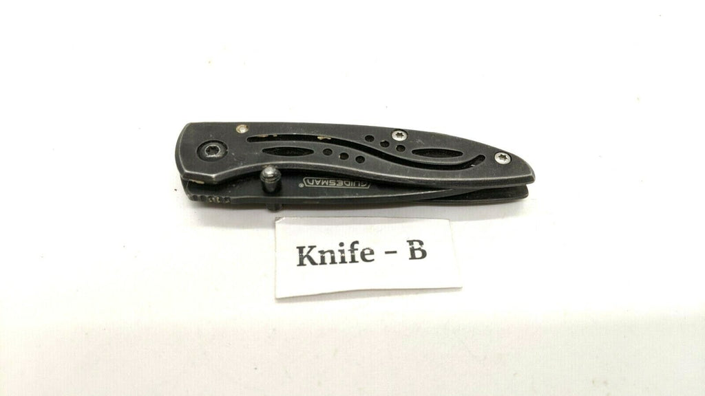 Guidesman Mini Skeleton Folding Pocket Knife Plain Edge Frame Black St ...