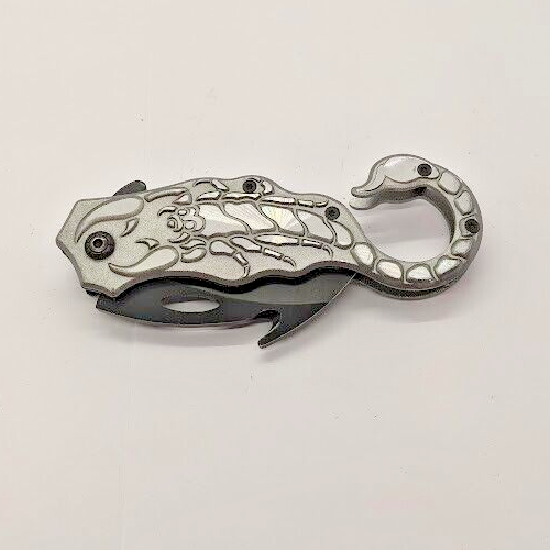 Tac Force Speedster TF-775 Silver Scorpion Plain Edge Folding Pocket K ...
