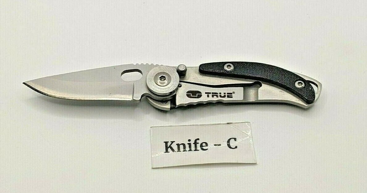 True Utility Skeleton Folding Pocket Knife Black Handle Frame Lock Pla ...