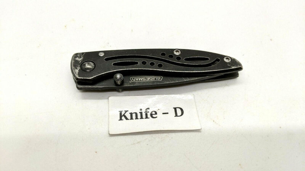 Guidesman Mini Skeleton Folding Pocket Knife Plain Edge Frame Black St ...