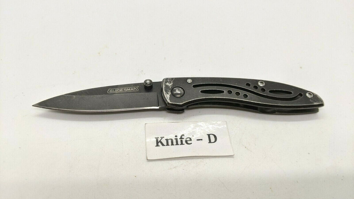 Guidesman Mini Skeleton Folding Pocket Knife Plain Edge Frame Black St ...