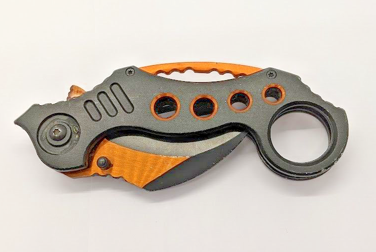 Black Legion BV435 Orange Blaze Karambit Plain Edge Folding Pocket Kni ...
