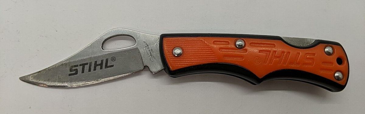 Stihl Lockback Plain Trailing Point Blade Orange Color Folding Pocket ...
