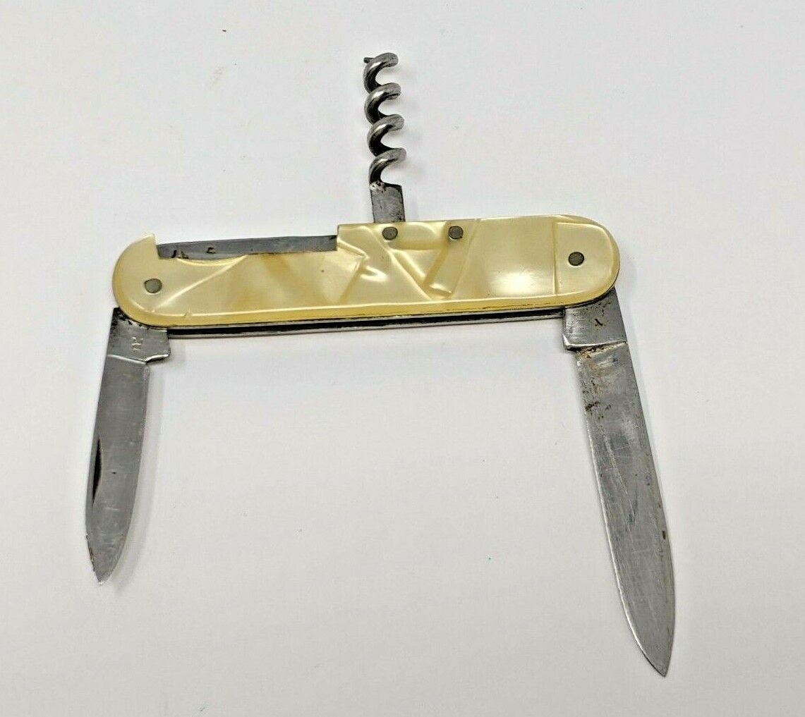 Vintage German Pocketknife Halma Rostfrei Two Blade Gold Celluloid Cor ...