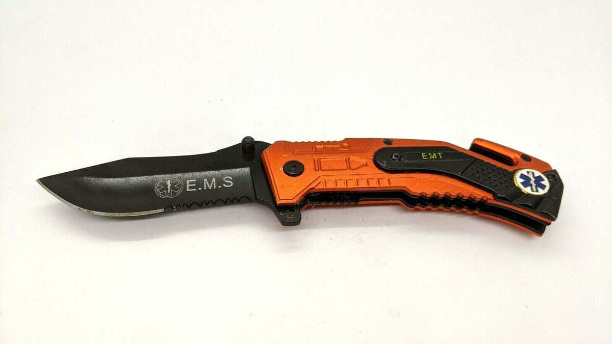 Tactical 3Cr13 Steel EMS/EMT Folding Pocket Knife Assisted Combo Liner – UsedKnives.com