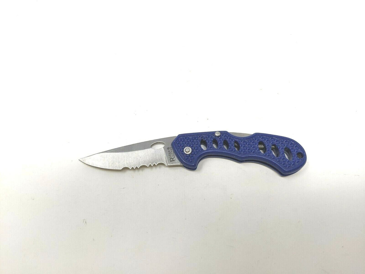 Ridge Runner Lockback Combo Stainless Blade Folding Pocket Knife Blue ...