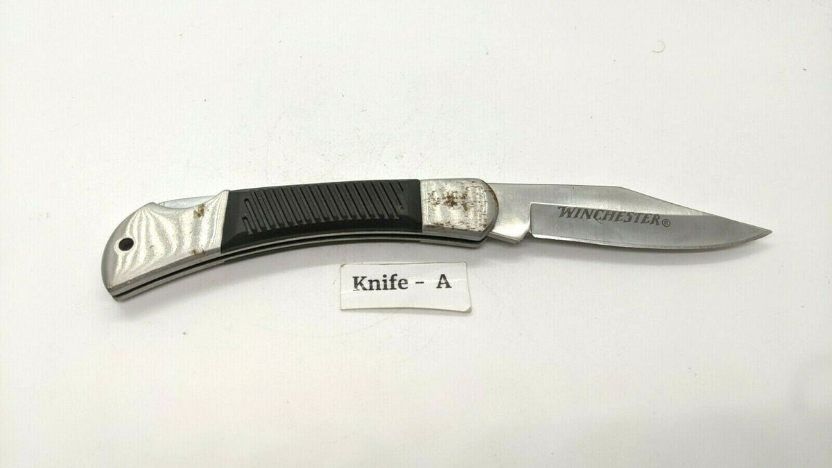 Winchester Folding Pocket Knife Lockback Plain Edge Rubber w/Stainless ...