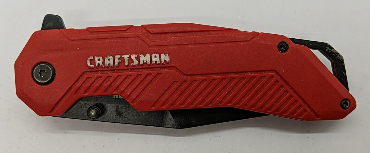 Craftsman Liner Lock Combination Drop Point Blade Red Color Folding Po ...