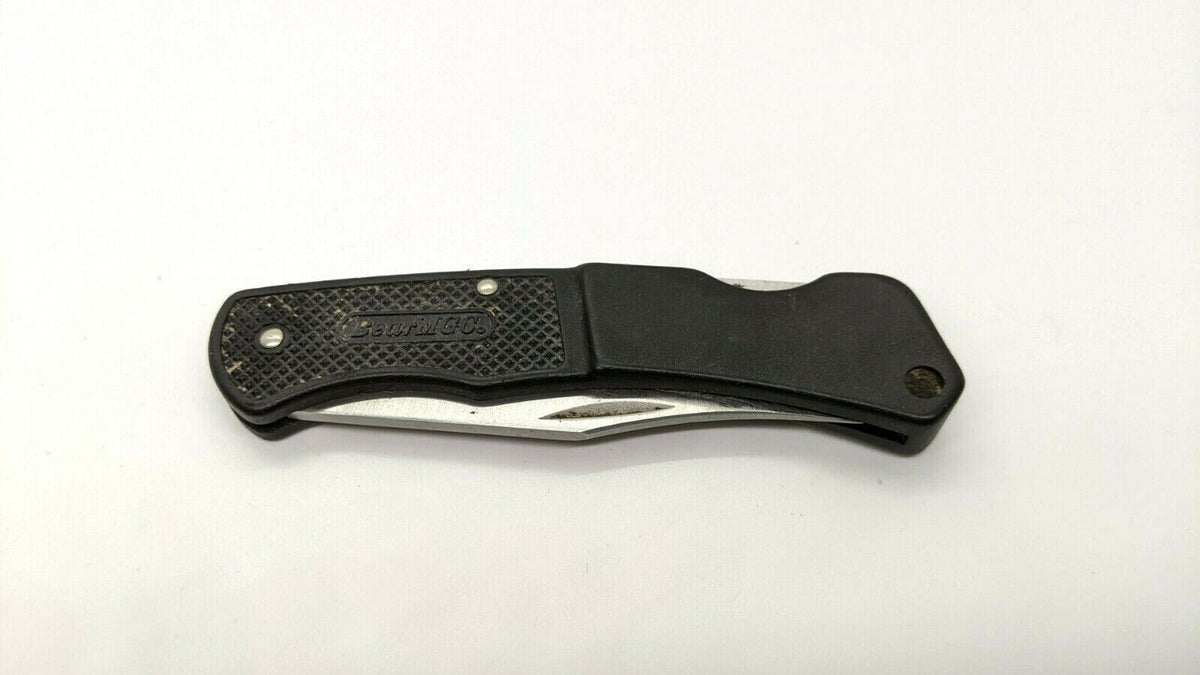 Bear MGC USA 9 Stars Folding Pocket Knife Plain Edge Lockback Black G1 ...
