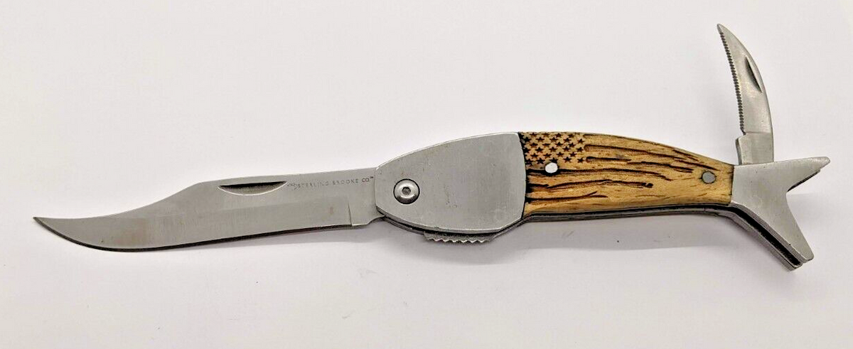 Sterling Brooke Co Coastal Fish Wood Handle "The American" Folding Poc ...