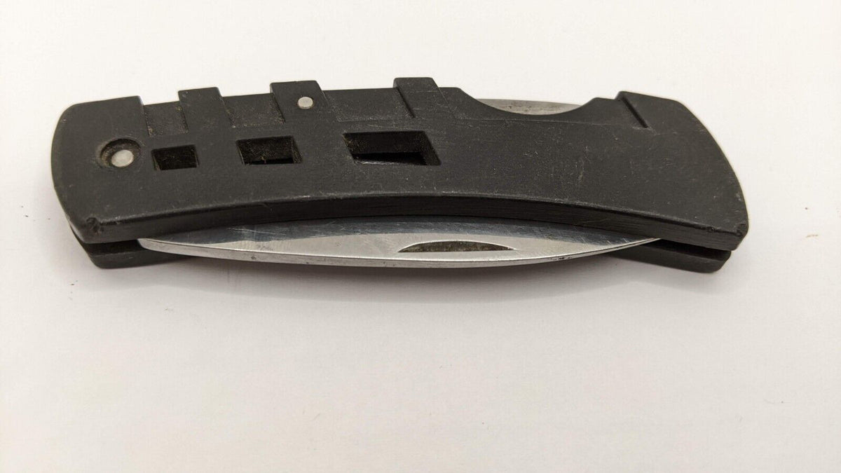 Sabre Stainless Steel Black Plain Drop Point Blade Folding Pocket Knif ...