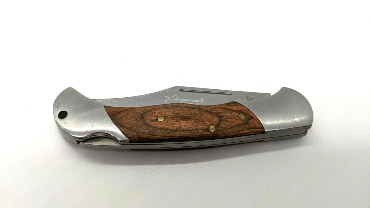 Lion Tools #6590 Stainless Folding Pocket Knife Plain Edge Lockback Wo ...