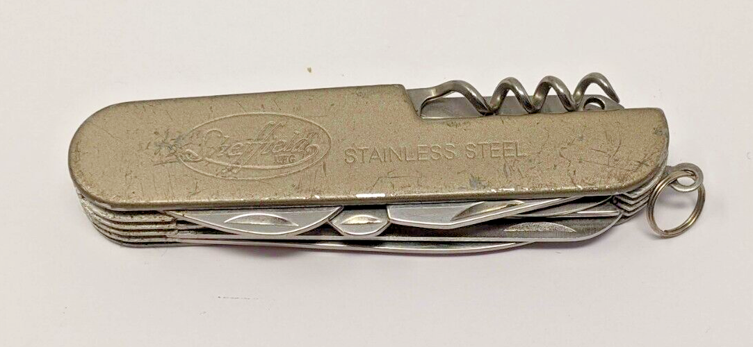 Vintage Sheffield Multi Blade Camp Style Knife 11 Total Blades Fish Sc ...