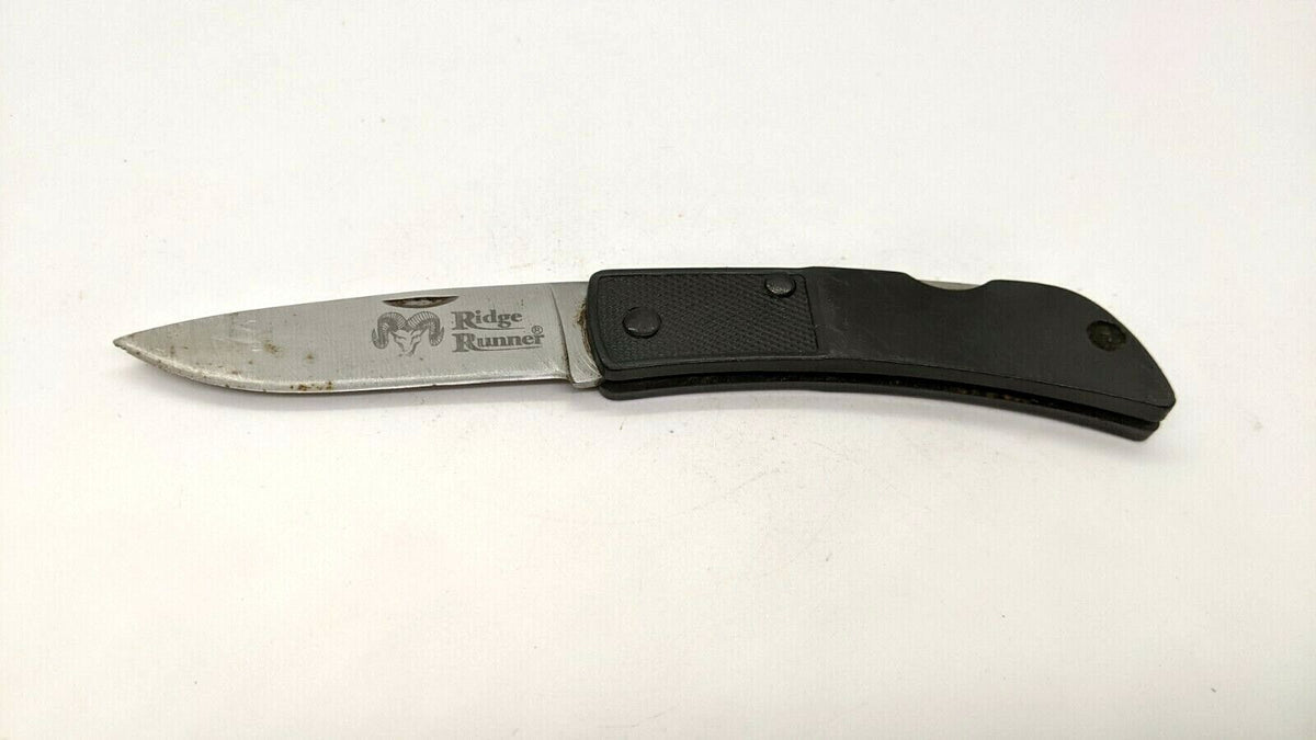 Ridge Runner Folding Pocket Knife Lockback Plain Edge Stainless Black ...