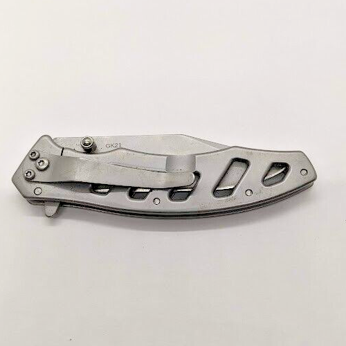 Unbranded GK21 Skeleton Handle Clip Point Plain Edge Folding Pocket Kn ...